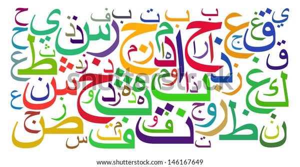 Arabic Alphabet Text Cloud Square Shape Stock Illustration 146167649 ...