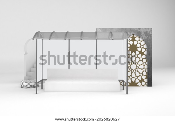Arabic Bus Stop 3d Rendering Stock Illustration 2026820627 | Shutterstock