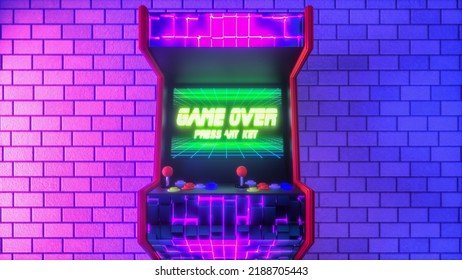 Arcade Machine Game Over 3d Rendering Stock Illustration 2188705443 ...