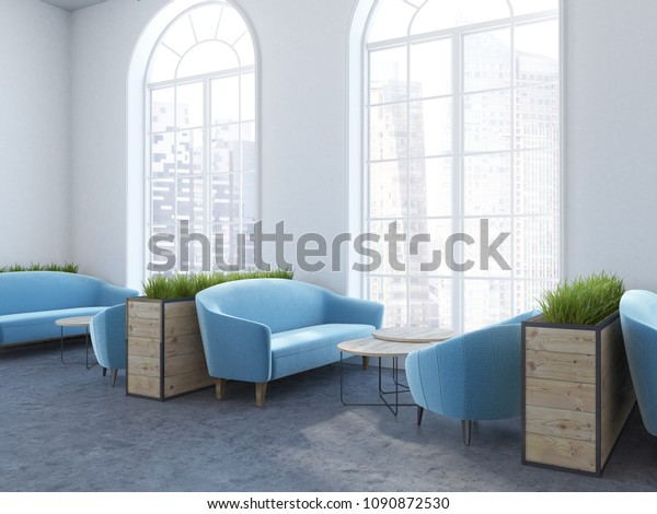 Arched Window Cafe Interior White Walls Stock Illustration 1090872530 ...