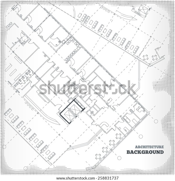Architectural Background Gray Building Plan Silhouette Stock ...