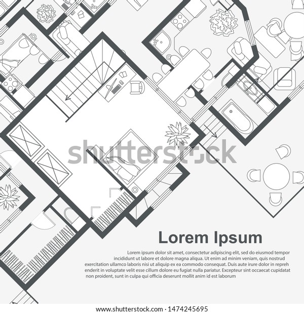 Architectural Background Template House Plan On Stock Illustration ...