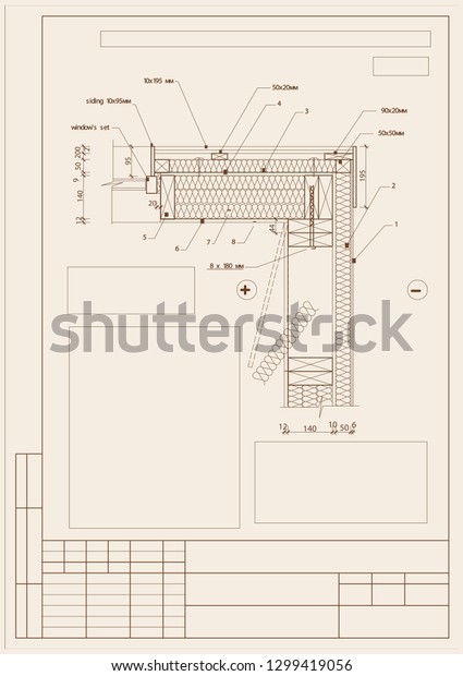Architectural Building Structures Plans Sections Cad Stock Illustration ...