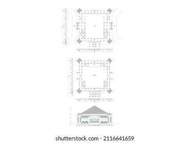 Architectural Design Floor Plan Front View Stock Illustration ...