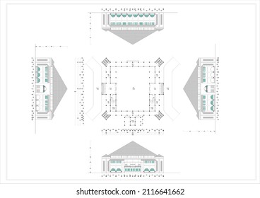 Architectural Design Floor Plan Front View Stock Illustration ...