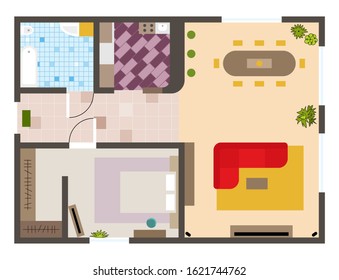 Top View Floor Plan Interior Design 스톡 벡터(로열티 프리) 675847546 | Shutterstock