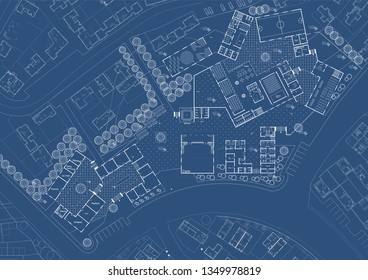 Architectural Plan Blue Background Blueprint Stock Illustration ...