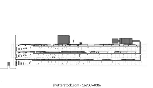 Architectural Wireframe Sectional Elevation Design Stock Illustration ...