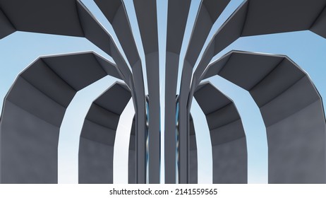 Architecture Background Design Columns Interior 3d Stock Illustration ...