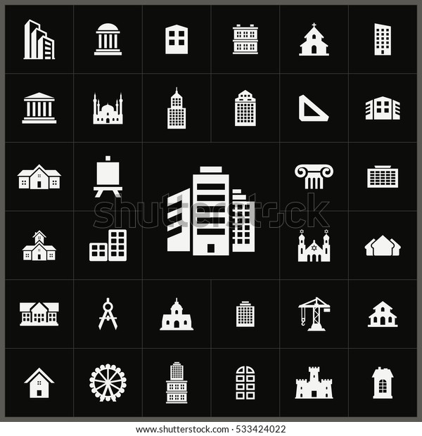 Architecture Icons Universal Set Web Mobile Stock Illustration 533424022
