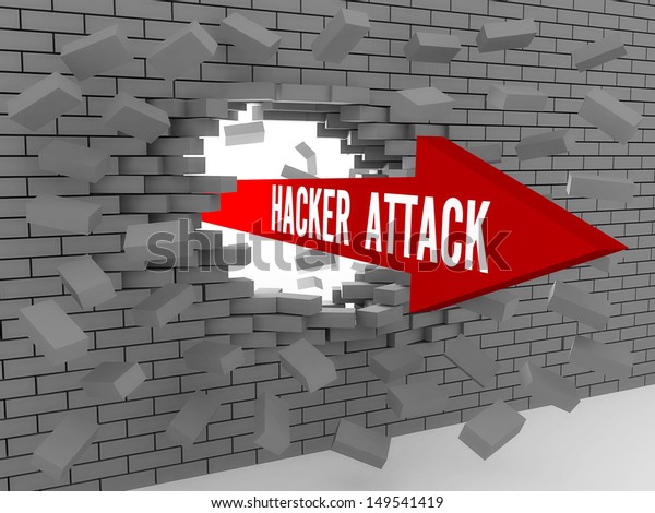 Arrow Words Hacker Attack Breaking Brick Stock Illustration 149541419 ...