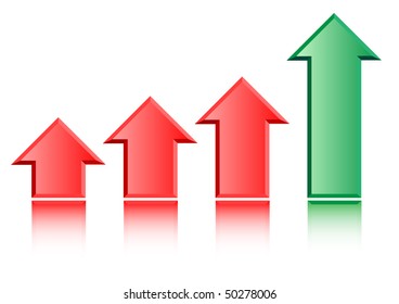 Ilustrasi Stok Red 3d Graph White Arrows On 39424126 | Shutterstock