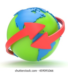 Arrows Earth Globe 3d Render Stock Illustration 459091066 | Shutterstock