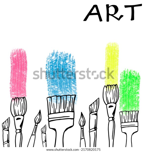 Art Drawing Process Postcard Brushes Painting Stock Illustration ...