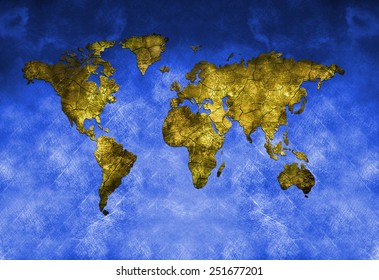 3d Rendering World Map Rough Stone Stock Illustration 1390494134
