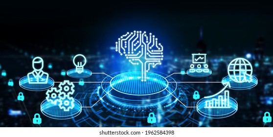 Artificial Intelligence Ai Machine Learning Modern 스톡 일러스트 1962584398 ...