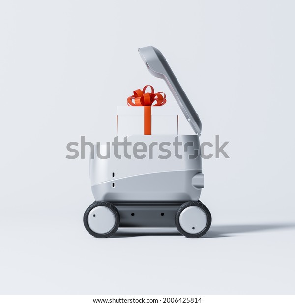 Artificial Intelligence Delivery Robot Service Driving Stock ...