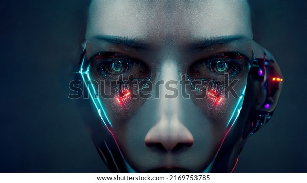 인공지능 얼굴, 인공지능이 지각하게 되고, 로봇이 스톡 일러스트 2169753785 | Shutterstock