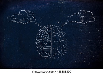 Artificial Intelligence Human Brain Comparison Design Stock ...