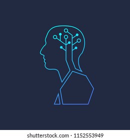 Artificial Intelligence Human Logo Machine Learning: vector de stock ...