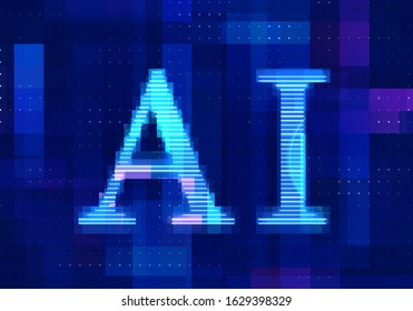 Artificial Intelligence Icon Ai Technology Blue Stock Illustration ...