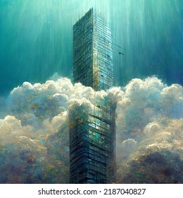Artistic Creation Skyscraper Man Falling Sky Stock Illustration ...