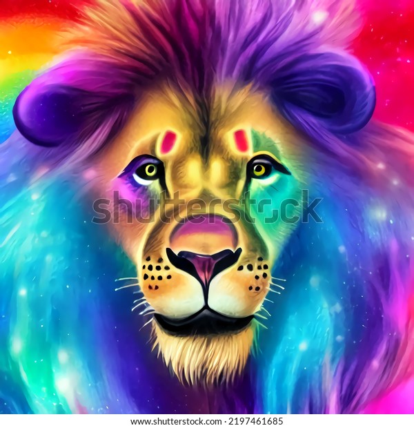 Artwork Lion Rainbow Colors Stock Illustration 2197461685 | Shutterstock