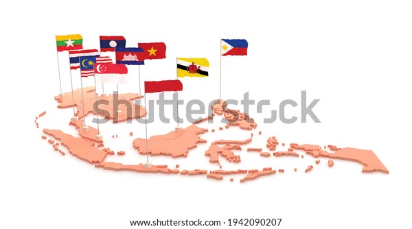 Asean Union Asean Countries Map Flag Stock Illustration 1942090207 ...