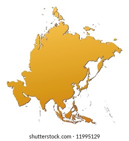 Asia Map Filled Orange Gradient Mercator Stock Illustration 11995129 ...