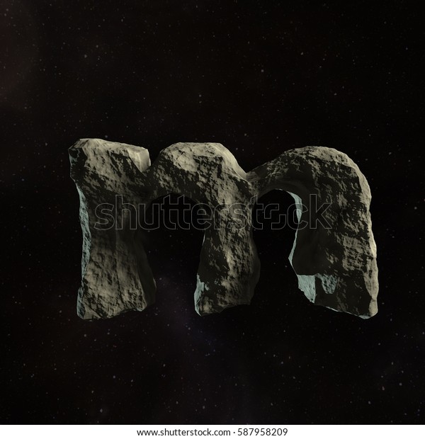 Asteroid Letter M Lowercase 3d Rendering Stock Illustration 587958209 ...
