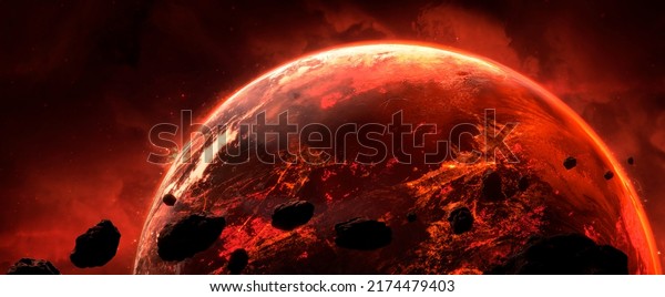 Asteroids Flying Space Fall On Planet Stock Illustration 2174479403 ...