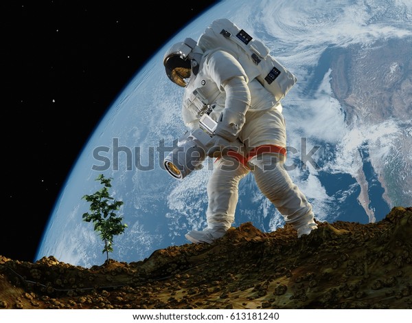 Astronaut Camera On Planet3d Render Stock Illustration 613181240 ...