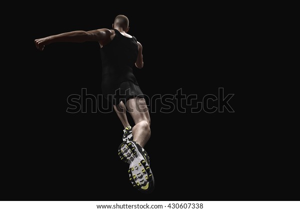 Athlete Running Black Background3d Rendering Stock Illustration 430607338