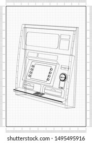 Atm Machine Blueprint 3d Rendering Stock Illustration 1495495916 ...