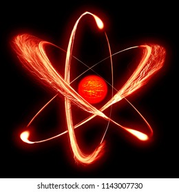 Atom Model Blue Fire Ring Trace Stock Illustration 1143007730 ...