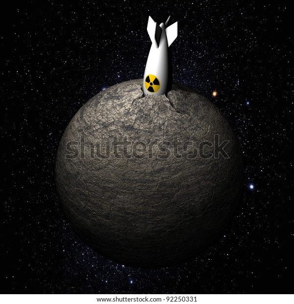 Atomic Bomb On Planet Space Stock Illustration 92250331