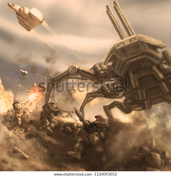 Attack Giant Alien Spider Robot Science 스톡 일러스트 1120093052 | Shutterstock