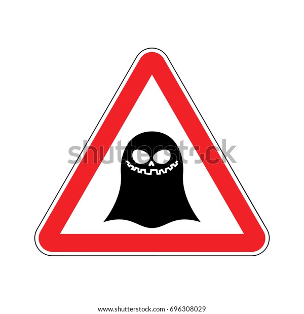 Attention Ghost Dangers Red Road Sign Stock Illustration 696308029 ...