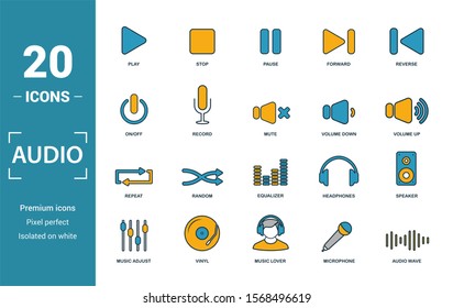 Audio Buttons Icon Set Include Creative Stock Illustration 1568496619 ...