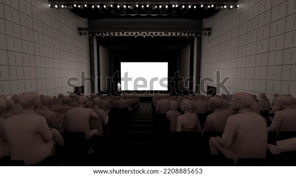 Auditorium Large Screen Presentation Hall Mockup Stock Illustration ...