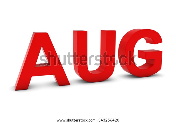 Aug Red 3d Text August Month Stock Illustration 343256420