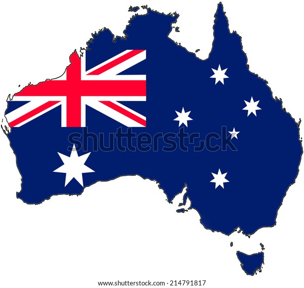 Australia Map Flag Stock Illustration 214791817