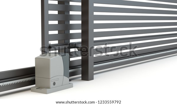 Automatic Sliding Gate 3d Illustration Stock Illustration 1233559792