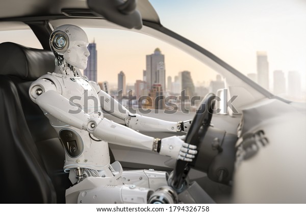 Autonomous Car Concept 3d Rendering Cyborg Stock Illustration ...