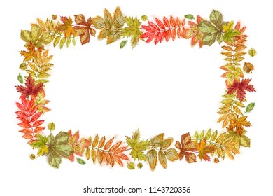 Autumn Leaves Rectangular Frame Isolated On Stock Illustration ...