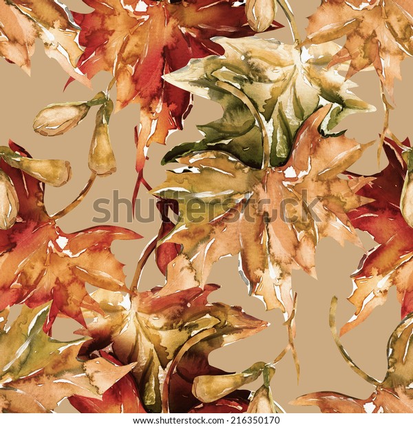 Autumn Leaves Seamless Pattern Stock Illustration 216350170