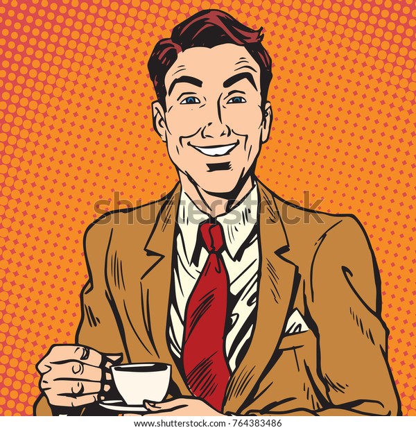 Avatar Portrait Man Drinking Coffee Pop Stock Illustration 764383486 ...