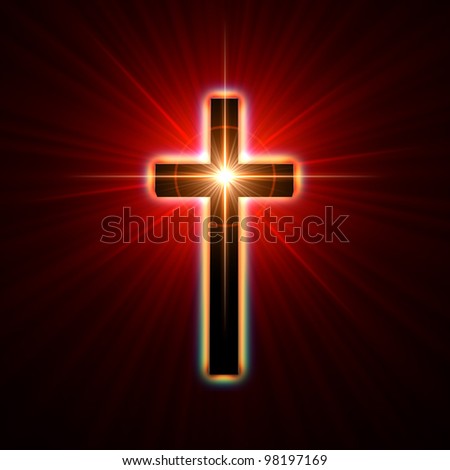 Back Glowing Cross Over Red Light Stock Illustration 98197169 ...