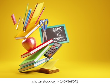 Back School Background Stacked Items Student Stock Illustration ...