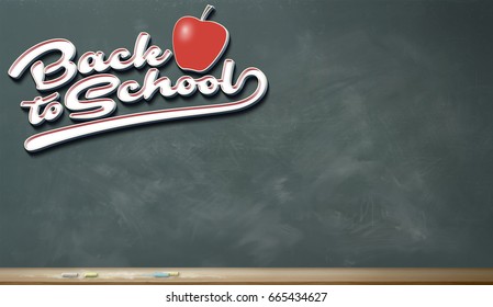 Back School Script On Chalkboard Apple Stock Illustration 665434627 ...